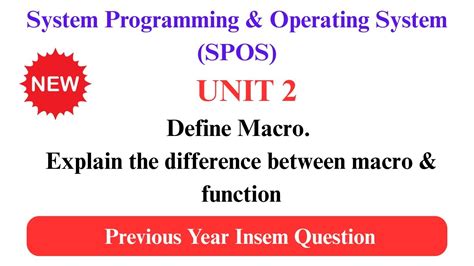 Sppu Spos Insem Important Questions Sppu Spos Unit 2 Difference Between Macro And Function
