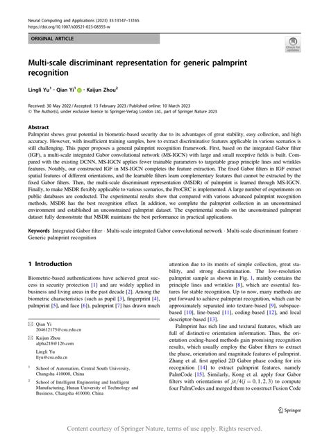 Multi Scale Discriminant Representation For Generic Palmprint Recognition