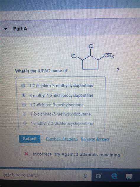 Solved Part A Ci Ch3 Cl What Is The Iupac Name Of O