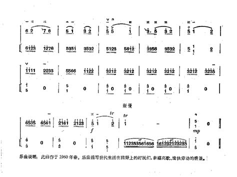 在田野上 二胡谱 简谱