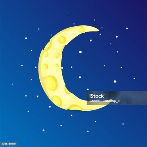 재미 있는 만화 노란색 별 아이콘 중에서 초승달 달 파란색 배경에 장식으로 노란 마술 초승달 달 마법의 노란 초승달 달 꿈 벡터