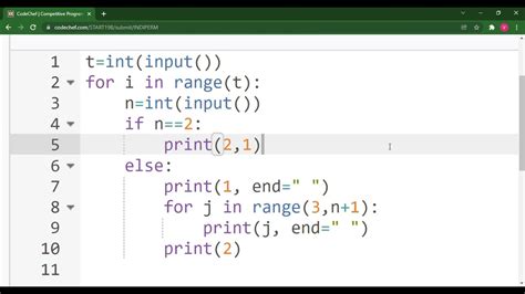 Indivisible Permutation Codechef Starters 19 100 Accepted