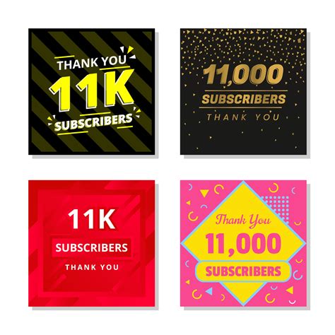 Thank You 11k Subscribers Set Template Vector 11000 Subscribers 11k