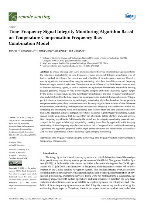 Pdf Timefrequency Signal Integrity Monitoring Algorithm Based On