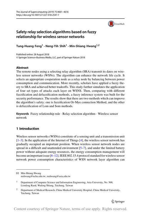 safety relay selection algorithms based on fuzzy relationship for