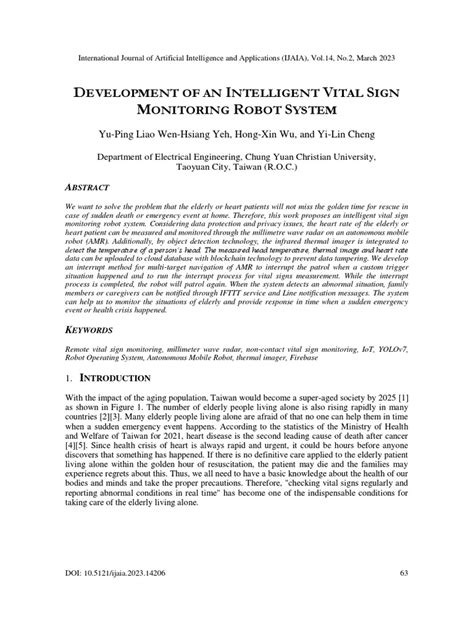 Development Of An Intelligent Vital Sign Monitoring Robot System Pdf