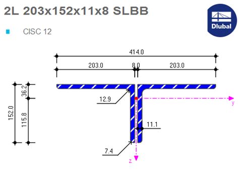2l 203x152x11x8 Slbb Cisc 12 Cross Section Properties And Analysis Dlubal Software