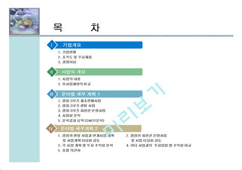 사업설명회피피티자료 환경분석 사업성분석경영경제레포트