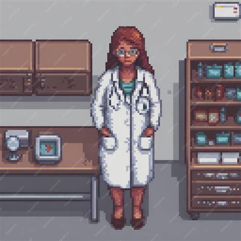 Female Scientist In Lab Attire Presenting At A Workstation Premium Ai Generated Image