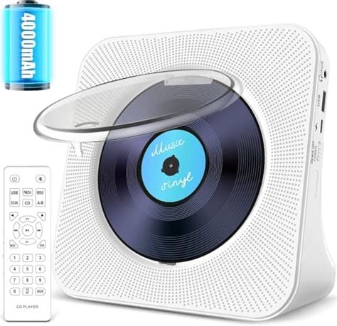 Amazon Com Portable CD Player With Bluetooth 4000mAh Recheageable Kpop Music Player With HiFi