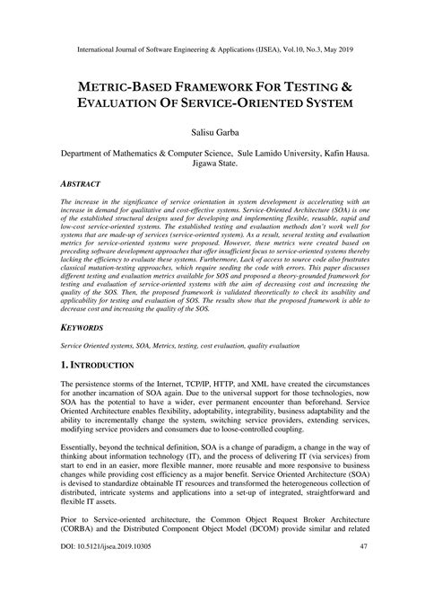 Metric Based Framework For Testing And Evaluation Of Service Oriented