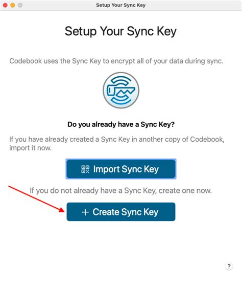Codebook Help Setup Your Sync Key