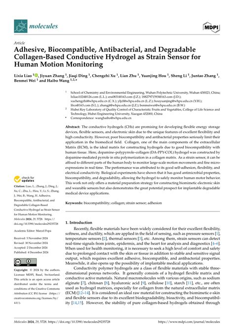 Pdf Adhesive Biocompatible Antibacterial And Degradable Collagen