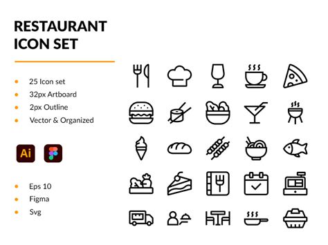 Restaurant Icon Set By Bamart ~ Epicpxls