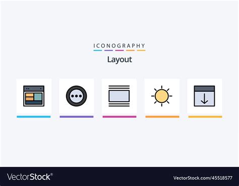 Layout Line Filled 5 Icon Pack Including Arrow Vector Image