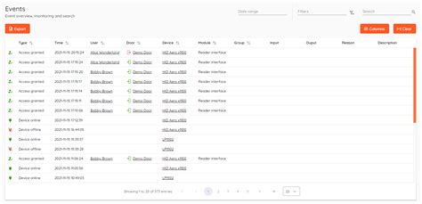 events documentation