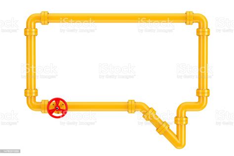 말이나 생각 거품의 모양에 밸브가 있는 노란색 가스 파이프라인 3d 렌더링 관 튜브에 대한 스톡 사진 및 기타 이미지 관 튜브 3차원 형태 노랑 Istock