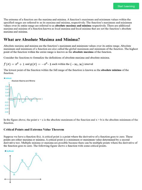 Absolute Maxima And Minima Definition Graph And Examples Pdf
