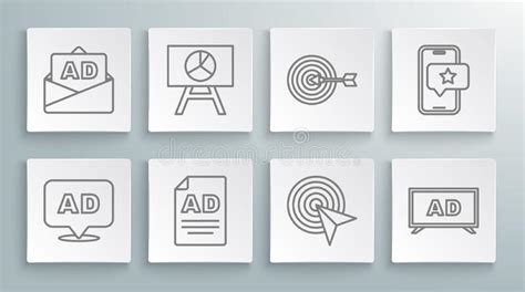 Set Line Advertising Board With Graph Chart Target Mobile Review