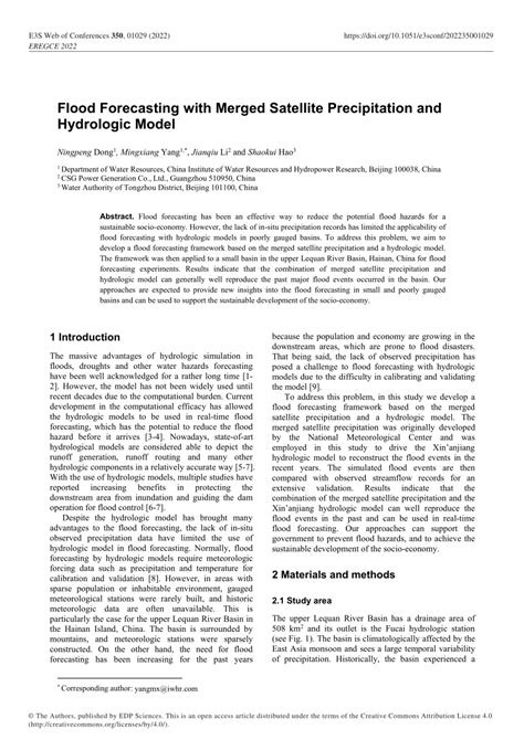 Pdf Flood Forecasting With Merged Satellite Precipitation And Hydrologic Model