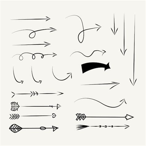 빈티지 화살표의 글 세트 프리미엄 벡터