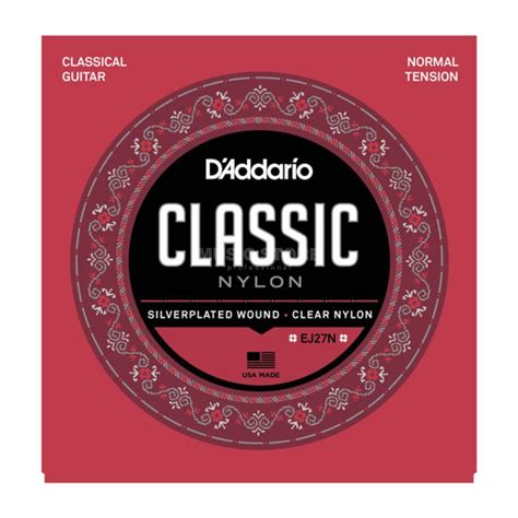Daddario Classical Guitar Strings Ej27n Silverplated Normal United