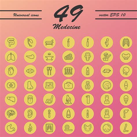 의학 및 건강 관리 얇은 아이콘 벡터 세트 Eps Ai Uidownload