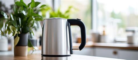Premium Photo Contemporary Plastic Electric Kettle Placed On Table
