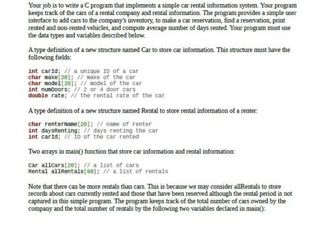 Solved Your Job Is To Write A C Program That Implements A Chegg Com
