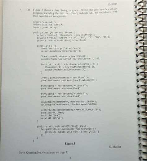 Solved Im1003 4 A Figure 3 Shows A Java Swing Program
