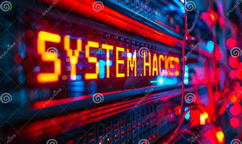 Alarming System Hacked Alert Flashing On A Server Data Panel Illustrating A Cyber Security