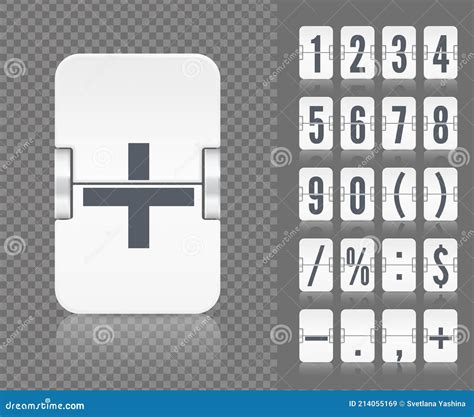 Vector Old Time Meter Of Number And Symbol Retro Scoreboard Modern Ui White Analog Flip