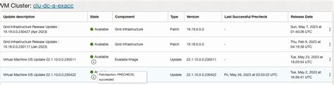 Exadata Cloud At Customer Vm Cluster Update Failed Using The Oci Console How To Troubleshoot