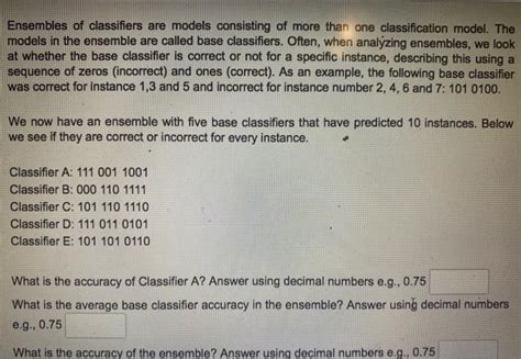 Solved Ensembles Of Classifiers Are Models Consisting Of