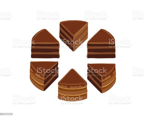 초콜릿 케이크 조각 인포그래픽 다이어그램 집합입니다 슬라이스가 분할됩니다 파이를 분리합니다 등분성 뷰 벡터 손 그린