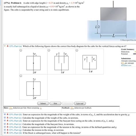 Solved Problem A Cube With Edge Length M And Density Answer Transtutors