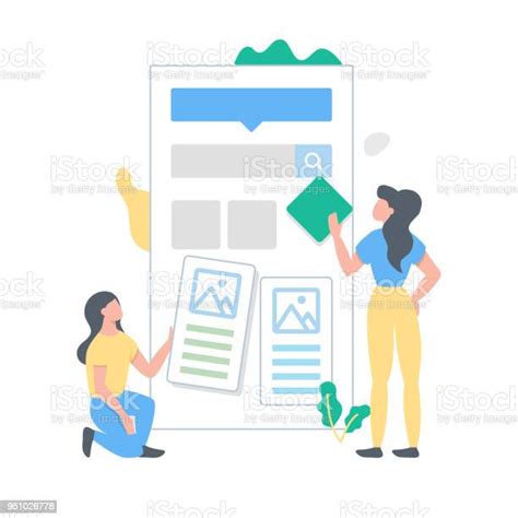 모바일 응용 프로그램 개발 프로세스 벡터 일러스트 레이 션 Ui Ux 사용자 인터페이스 구축 과정 웹사이트 와이어프레임에 대한 스톡 벡터 아트 및 기타 이미지 Istock