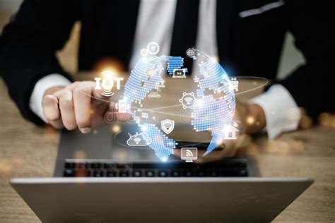 Iot Virtual Screen Interface Internet Of Things Or Iot Technology Concept With Icons Of