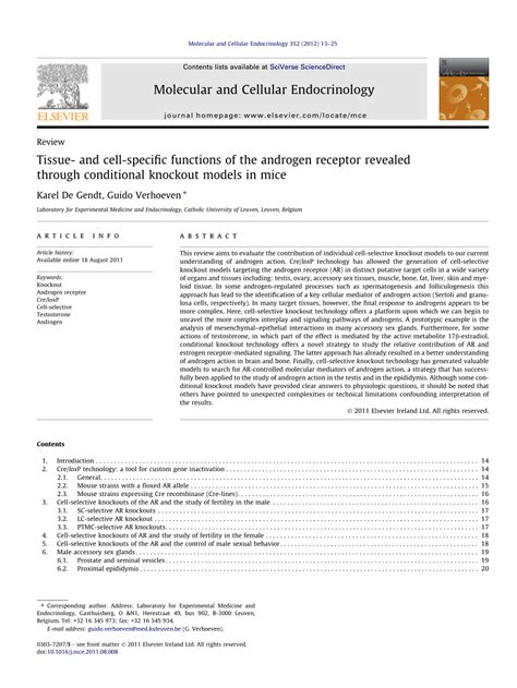 Pdf Tissue And Cell Specific Functions Of The Androgen Receptor Revealed Through Conditional