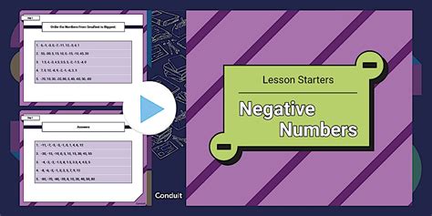 Negative Numbers Five Lesson Starters PowerPoint Twinkl