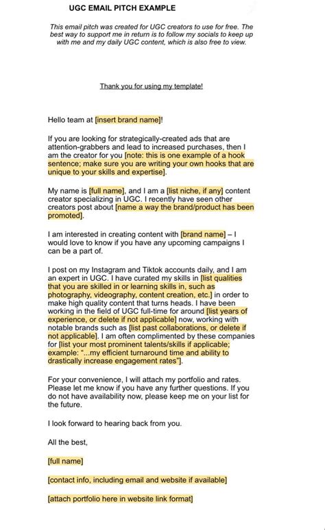 UGC EMAIL PITCH EXAMPLE Social Media Marketing Content Social Media Marketing Instagram