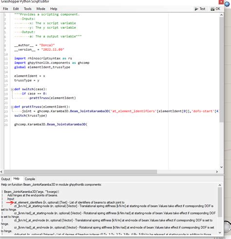 Beam Joints Component Inside Python Karamba3d Mcneel Forum