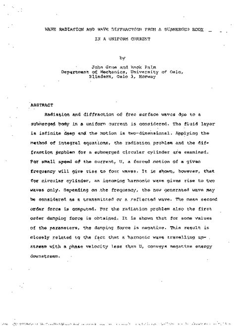 Pdf Wave Radiation And Wave Diffraction From A Submerged Body In A