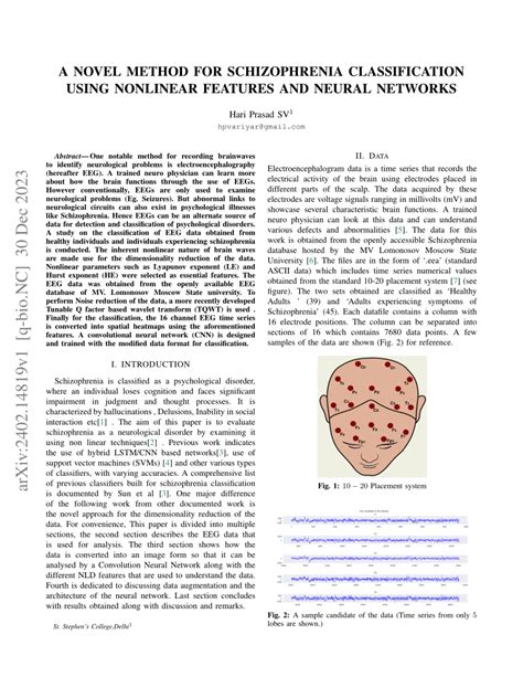 Pdf A Novel Method For Schizophrenia Classification Using Nonlinear