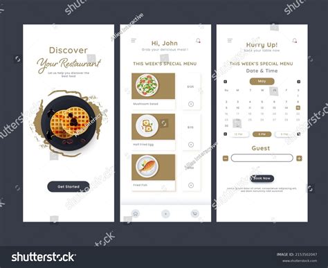 Set Ui Ux Gui Screens Restaurant Stock Vector Royalty Free 2153502047 Shutterstock