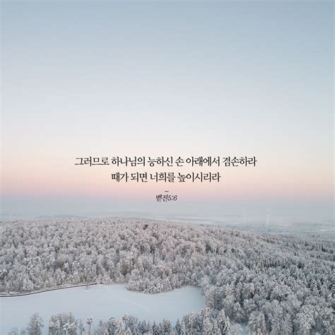 심쿵말씀 그러므로 하나님의 능하신 손 아래에서 겸손하라 때가 되면 너희를 높이시리라