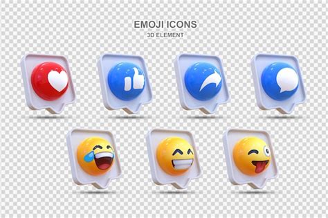 Premium Psd 3d Social Media Reaction Collection Of Emoji Reactions