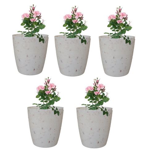 Round Imitation Marble Colorful Small Decor Plastic Planters White