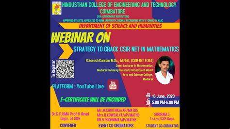 Webinar On Strategy To Crack Csir Net In Mathematics Youtube