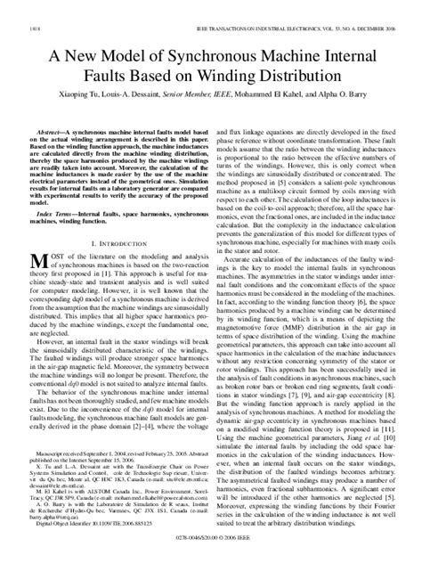 Pdf A New Model Of Synchronous Machine Internal Faults Based On Winding Distribution
